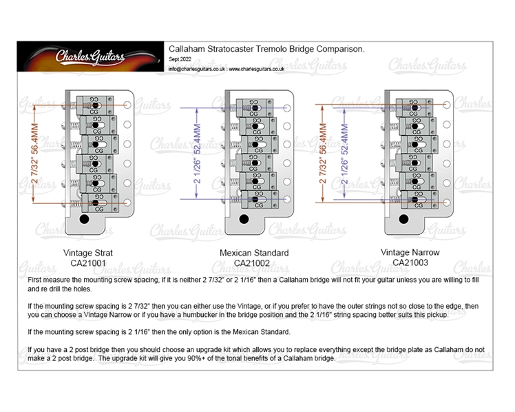 Callaham Vintage Strat Bridge Kit (2 7/32 :: Charles Guitars