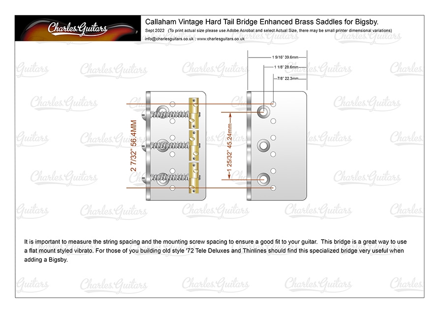 Callaham Vintage Hardtail for Bigsby - Brass Saddles :: Charles Guitars