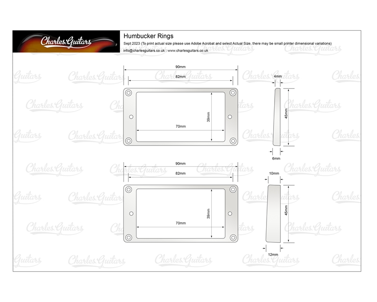 Humbucker Mounting Rings Creme Flat or Curved :: Charles Guitars